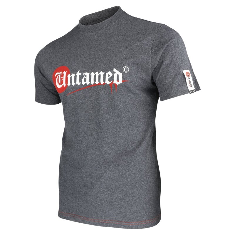 UNTAMED gray melange high-quality logo T-shirt! | Buy now online at P ...